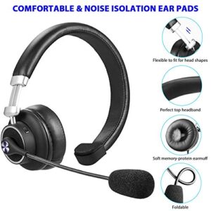 BHM91Series Bluetooth Wireless Headset with Mic.Great for Zoom and Skype Meeting(Flexible Noise Cancelling Mic) Clear Sound Comfort Wearing/Headset for Office Home Business Trucker Driver by LUXMO