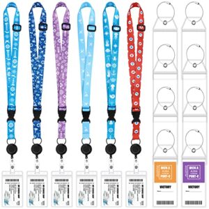 6 sets cruise lanyards, retractable carnival cruise lanyard with 8 waterproof luggage tag holders set, adjustable cruise lanyard with detachable badge holder for cards accessories (fresh sailing)