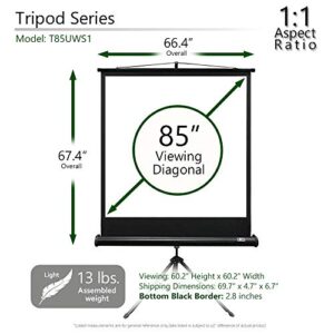 Elite Screens Tripod Series, 85-INCH 1:1, 16:9, 4:3, Adjustable Multi Aspect Ratio Portable Indoor Outdoor Projector Screen, 8K / 4K Ultra HD 3D Ready, US Based Company 2-YEAR WARRANTY, T85UWS1 - Black