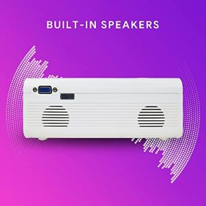 Ematic EPJ590WH Portable Projector 800 x 480 Native Resolution Support 1080p Video Source, Gaming Console, PC, Laptop, Streaming Devices and More