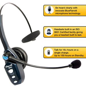 Global Teck Bundle of KX-TCA285 and KX-TCA385 Compatible Bluetooth Headset - BlueParrott 250-XT Bluetooth Headset Includes Car Charger and Extra Cushions