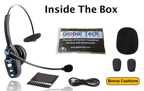 Global Teck Bundle of KX-TCA285 and KX-TCA385 Compatible Bluetooth Headset - BlueParrott 250-XT Bluetooth Headset Includes Car Charger and Extra Cushions