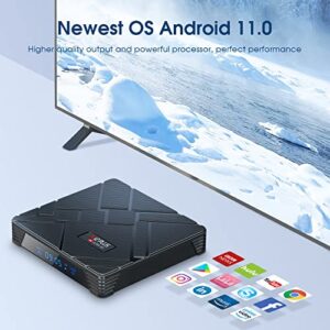 2022 Newest Android TV Box 11.0, X12 Plus Android TV Box 4GB RAM 32GB ROM with RK3318 Quad-Core 64 Bits, Android Box Dual-WiFi 2.4GHz/5GHz BT 4.2 USB 3.0 3D 4K/6K with Wireless Mini Keyboard