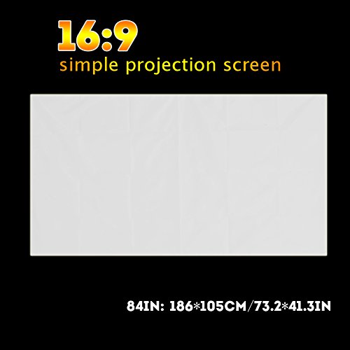 Projector Screen,Projector Curtain Rear Projection Screen 60-120 Inch Portable Foldable White Projector Curtain Screen 16:9 Indoor/Outdoor Movie Theater Open-air Cinema (84inch)