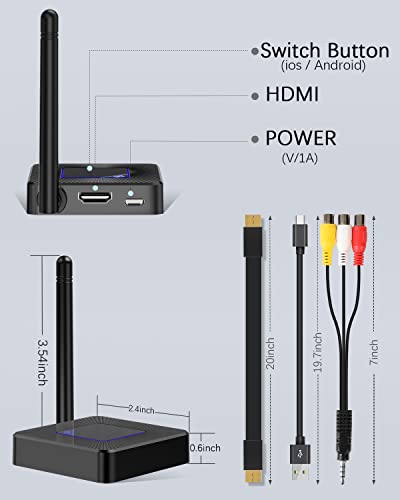 Wireless Display Adapter, HDMI/TV Display Adapter, No Setup or APP, Supports Miracast, Airplay, DLNA, for iPhone iOS, Android, Windows, Mac OS Casting/Mirroring to TV/Projector/Monitor