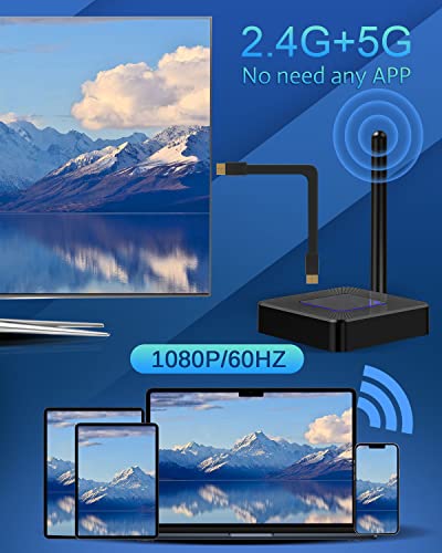 Wireless Display Adapter, HDMI/TV Display Adapter, No Setup or APP, Supports Miracast, Airplay, DLNA, for iPhone iOS, Android, Windows, Mac OS Casting/Mirroring to TV/Projector/Monitor