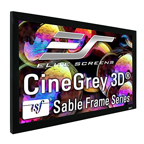 Elite Screens Sable Frame CineGrey 3D, 150-inch Diagonal 16:9, 8K 4K Ultra HD Ready Ceiling and Ambient Light Rejecting Fixed Frame Projector Screen, CineGrey 3D Projection Material, ER150DHD3