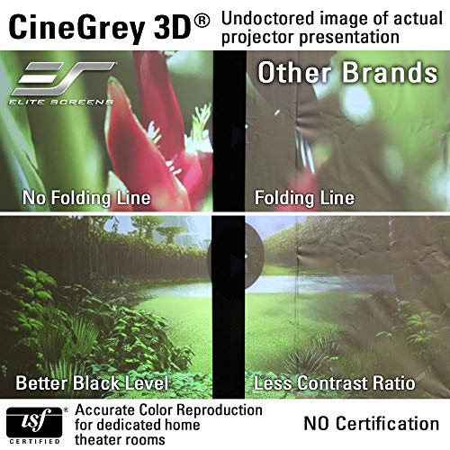 Elite Screens Sable Frame CineGrey 3D, 150-inch Diagonal 16:9, 8K 4K Ultra HD Ready Ceiling and Ambient Light Rejecting Fixed Frame Projector Screen, CineGrey 3D Projection Material, ER150DHD3