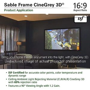 Elite Screens Sable Frame CineGrey 3D, 150-inch Diagonal 16:9, 8K 4K Ultra HD Ready Ceiling and Ambient Light Rejecting Fixed Frame Projector Screen, CineGrey 3D Projection Material, ER150DHD3