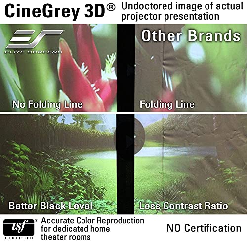 Elite Screens Sable Frame CineGrey 3D, 150-inch Diagonal 16:9, 8K 4K Ultra HD Ready Ceiling and Ambient Light Rejecting Fixed Frame Projector Screen, CineGrey 3D Projection Material, ER150DHD3