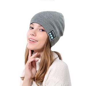 BioRing, Unisex Beanie Hat with Bluetooth Headphones Earphones, Music Hat with Mic. Compatible with All iPhone Samsung Android iPad iPod PC, Handsfree for Phone Call and Sports (Gray)