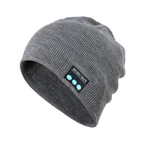 BioRing, Unisex Beanie Hat with Bluetooth Headphones Earphones, Music Hat with Mic. Compatible with All iPhone Samsung Android iPad iPod PC, Handsfree for Phone Call and Sports (Gray)