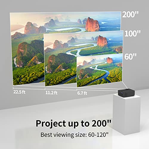 WEWATCH Native 1080P Mini Projector, 13500 Lumens Portable WiFi Bluetooth Projector, with 12 inch Tripod Stand, Movie Projector for Home Outdoor Compatible with TV Stick, HDMI, iOS Android