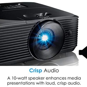 Optoma S334e SVGA Bright Professional Projector Lights On Viewing with 3,800 Lumens Latest DLP Technology Business Presentations Classrooms or Home 15,000 hour lamp life Speaker Built In Portable Size