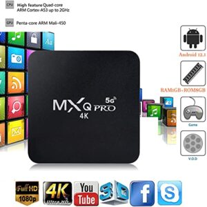 MXQ Pro 5G Android 12.1 TV Box Ram 1GB ROM 8GB Android Smart Box H.265 HD 3D Dual Band 2.4G/5.8G WiFi Quad Core Home Media Player