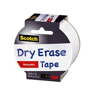 scotch 1905rdewht dry erase tape, 1.88″ x 5 yd., white, multicolor