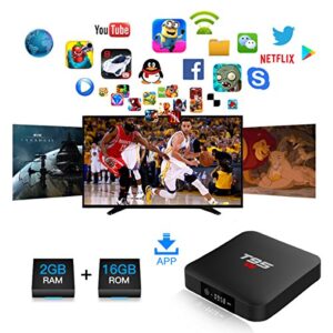 TUREWELL T95 S1 Android TV Box, Android 7.1 tv Box Amlogic S905W Quad Core 2GB RAM 16GB ROM Smart Media Player with Digital Display HD 4K Ethernet WiFi 2.4GHz