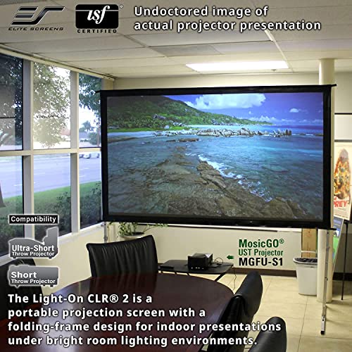 Elite Screens Light-On CLR 2 Series, 103" Diag. 16:9, Ceiling Ambient Light Rejecting Folding-Frame Portable Screen, LPS103H-CLR2