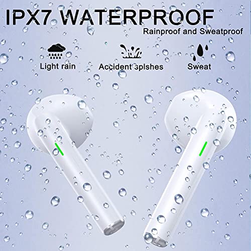 GGGame Wireless Earbuds，Bluetooth 5.3 Noise Cancelling Earbuds，Bluetooth Headphones 3D HiFi Stereo Bass， IPX7 Waterproof Sports Touch Control with USB-C Fast Charge Mini Charging Case for Android iOS