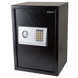 digital safe – electronic steel safe with keypad, 2 manual override keys – protect money, jewelry, passports – for home, business, travel by stalwart