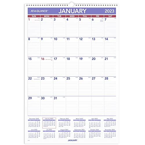 AT-A-GLANCE 2023 Wall Calendar, 15-1/2" x 22-3/4", Large, Spiral Bound, Monthly (PM328)