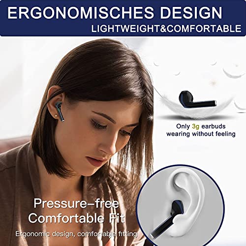 Wireless Earbuds，Bluetooth 5.3 Noise Cancelling Earbuds，Bluetooth Headphones 3D HiFi Stereo Bass， IPX7 Waterproof Sports Touch Control with USB-C Fast Charge Mini Charging Case for Android iOS