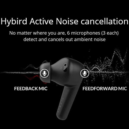 COWON Gala - Hybrid Active Noise Cancelling Bluetooth 5.2, True Wireless Earbuds with Wireless Charging Case, IPX4, One-Touch Change Mode, Built in 3 Microphones, Auto Pairing (Red Black)