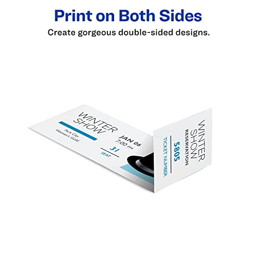 Avery Matte White Printable Tickets with Tear-Away Stubs, 1-3/4 x 5-1/2, Pack of 500 (16795)