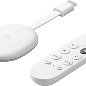 Google Chromecast with Google TV - Streaming Entertainment with Voice Search - Watch Movies, Shows, and Live TV in 4K HDR Streaming Media Player - Includes Pouch and Cleaning Cloth - Snow