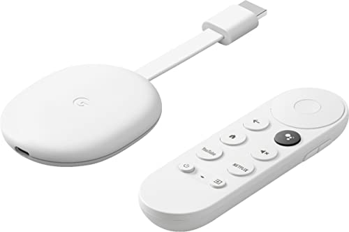 Google Chromecast with Google TV - Streaming Entertainment with Voice Search - Watch Movies, Shows, and Live TV in 4K HDR Streaming Media Player - Includes Pouch and Cleaning Cloth - Snow