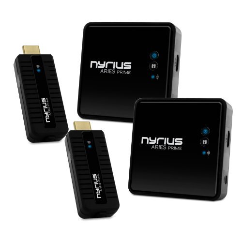 Nyrius Aries Prime Wireless Video HDMI Transmitter & Receiver for Streaming HD 1080p 3D Video & Digital Audio from Laptop, PC, Cable, Netflix, YouTube, PS4 to HDTV - NPCS549 (Pack of 2)