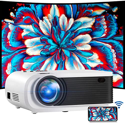 WiFi Bluetooth Projector, 2022 Upgraded HD Movie Projector with Synchronize Smartphone Screen, Portable Projector Supports 1080P, Compatible with iOS/Android/TV Stick, and HDMI/USB/VGA…