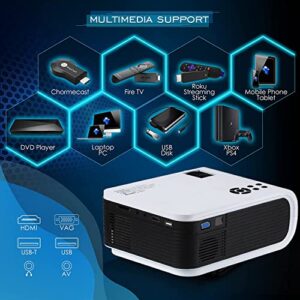 WiFi Bluetooth Projector, 2022 Upgraded HD Movie Projector with Synchronize Smartphone Screen, Portable Projector Supports 1080P, Compatible with iOS/Android/TV Stick, and HDMI/USB/VGA…