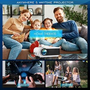 WiFi Bluetooth Projector, 2022 Upgraded HD Movie Projector with Synchronize Smartphone Screen, Portable Projector Supports 1080P, Compatible with iOS/Android/TV Stick, and HDMI/USB/VGA…