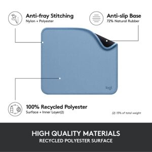 Logitech Mouse Pad - Studio Series, Computer Mouse Mat with Anti-Slip Rubber Base, Easy Gliding, Spill-Resistant Surface, Durable Materials, Portable, in a Fresh Modern Design, Blue Grey