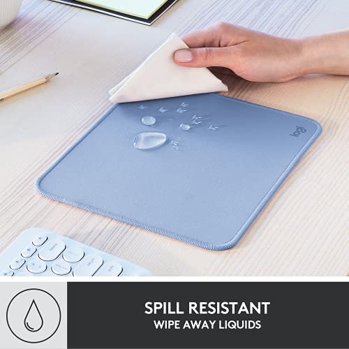 Logitech Mouse Pad - Studio Series, Computer Mouse Mat with Anti-Slip Rubber Base, Easy Gliding, Spill-Resistant Surface, Durable Materials, Portable, in a Fresh Modern Design, Blue Grey