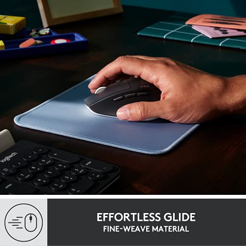 Logitech Mouse Pad - Studio Series, Computer Mouse Mat with Anti-Slip Rubber Base, Easy Gliding, Spill-Resistant Surface, Durable Materials, Portable, in a Fresh Modern Design, Blue Grey