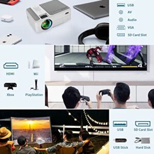 Mini Projector for Outdoor, iOS Android Phone, Wireless HD Projector with WiFi, 1080P YouTube Supported, Portable Video Projector Camping Backyard Movie Nights, Proyector Home Entertainment