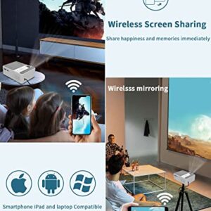 Mini Projector for Outdoor, iOS Android Phone, Wireless HD Projector with WiFi, 1080P YouTube Supported, Portable Video Projector Camping Backyard Movie Nights, Proyector Home Entertainment