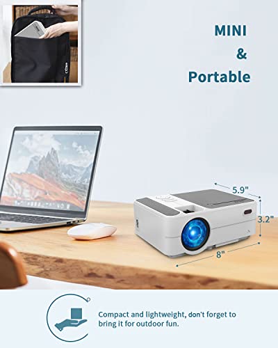 Mini Projector for Outdoor, iOS Android Phone, Wireless HD Projector with WiFi, 1080P YouTube Supported, Portable Video Projector Camping Backyard Movie Nights, Proyector Home Entertainment