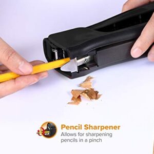 Bostitch Office Bostitch Dynamo Stand-Up Stapler with Built-in Pencil Sharpener, Includes 210 Staples, Staple Remover and Staple Storage, Black