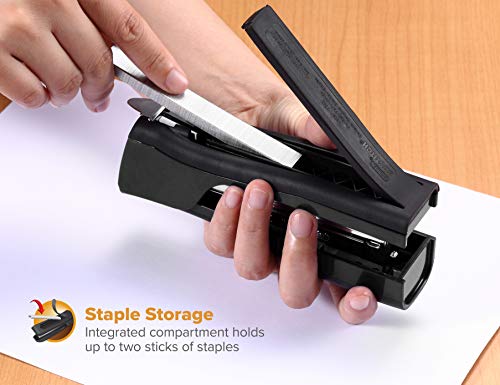 Bostitch Office Bostitch Dynamo Stand-Up Stapler with Built-in Pencil Sharpener, Includes 210 Staples, Staple Remover and Staple Storage, Black