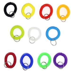 YallFairy Pack of 55 Wristlet Keychains Stretchable Plastic Wrist Keychain Bracelet Keychain Wrist Coil Wrist Band Key Ring Chain Holder Tag