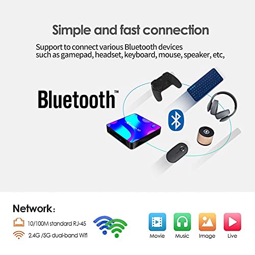 Android TV Box 11.0, X10 Android Box 2GB RAM 16GB ROM RK3318 Quad-Core 64bit with 2.4G/5G Dual WiFi Ethernet, Support H.265/3D/4K HD/BT 4.0 Smart TV Box