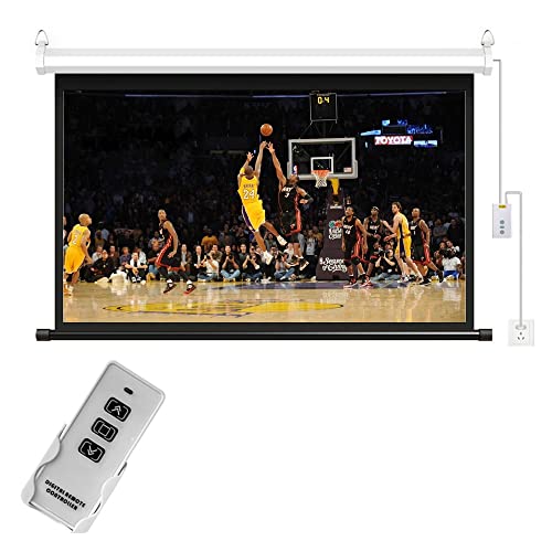 Home Theater 60 Inch Electric Projector Screen, 168° Portable Motorized Projection Screen, 4:3 16:9 3D 4K HD Movie Screens with Remote Control, Wall/Ceiling Mount (Size : Aspect Ratio 16:9)