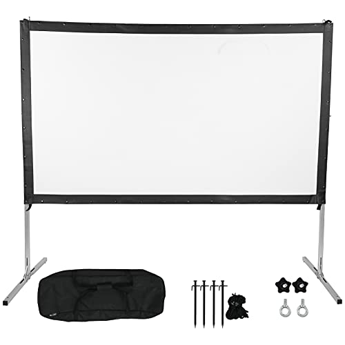 Projection Screen, Folding Video Projector Screen, Portable Movie Screen 100 Inches Projector Screen 16:9 Aspect Ratio with Stand for Home Theater Outdoor Projector