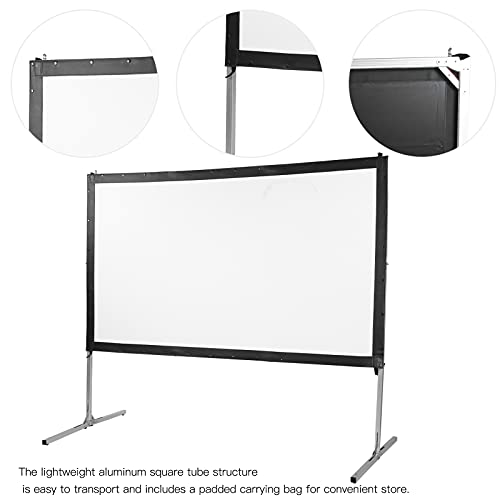 Projection Screen, Folding Video Projector Screen, Portable Movie Screen 100 Inches Projector Screen 16:9 Aspect Ratio with Stand for Home Theater Outdoor Projector