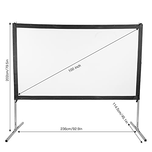 Projection Screen, Folding Video Projector Screen, Portable Movie Screen 100 Inches Projector Screen 16:9 Aspect Ratio with Stand for Home Theater Outdoor Projector