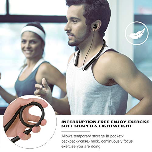 Wireless Neckband Headphones, Bluetooth 5.0 Lightweight Stereo Earbuds with Magnetic, Best Wireless Sports Stereo Sweatproof Headset with Mic Compatible with iPhone for Running Sports (Black)