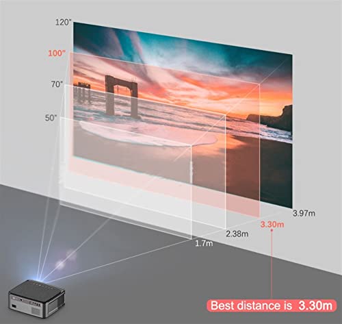 TOEWOE Mini Projector, Portable Video Projector, 50000 Hours Multimedia Home Movie Projector, Compatible with Full HD 1080P HDMI, USB, AV, Laptop, Smartphone